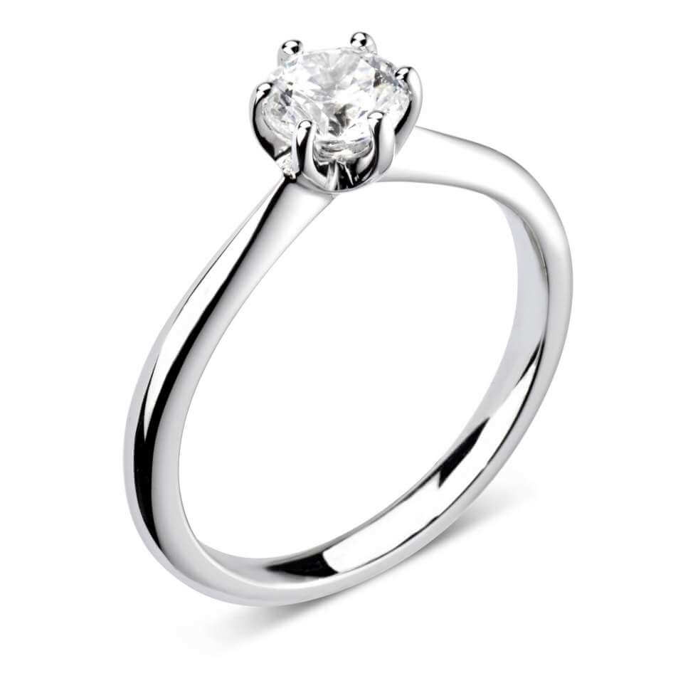Decorous - 18ct White Gold Diamond engagement ring with 1.00ct Round ...